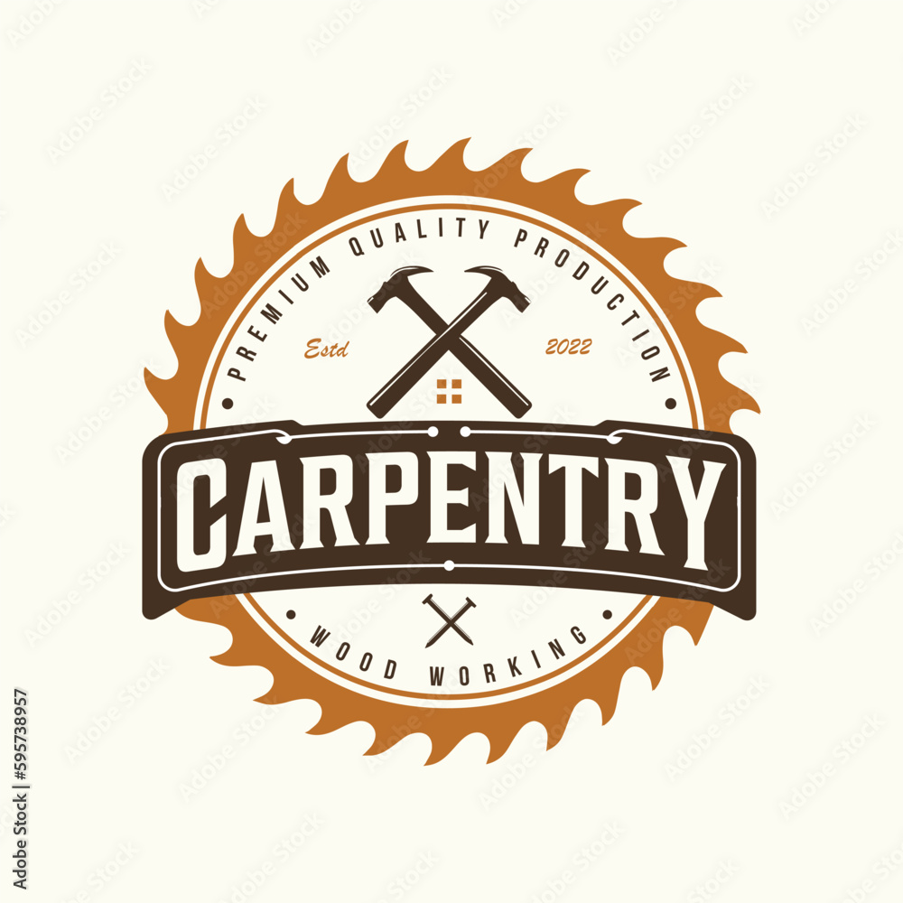 Carpentry Logo Design and Vector Illustration, Line Art, Hammer Steel ...
