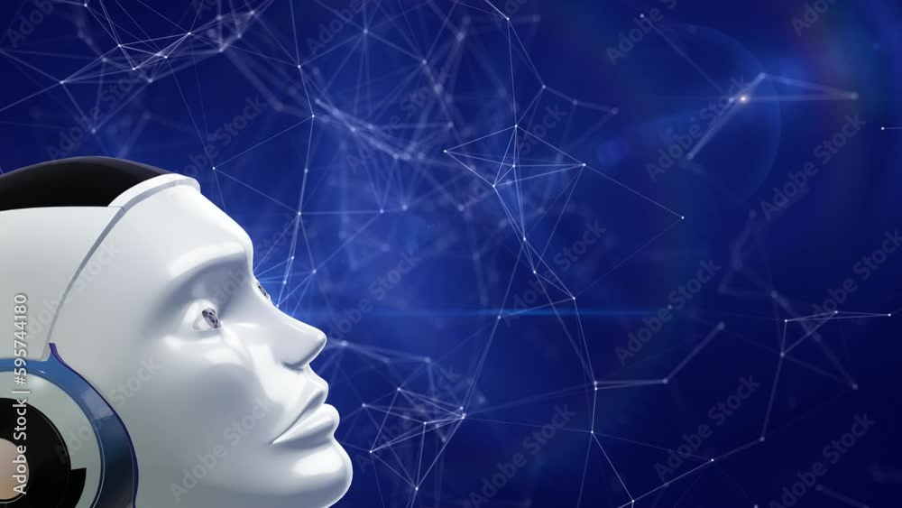 Futuristic artificial intelligence robot and network system background ...