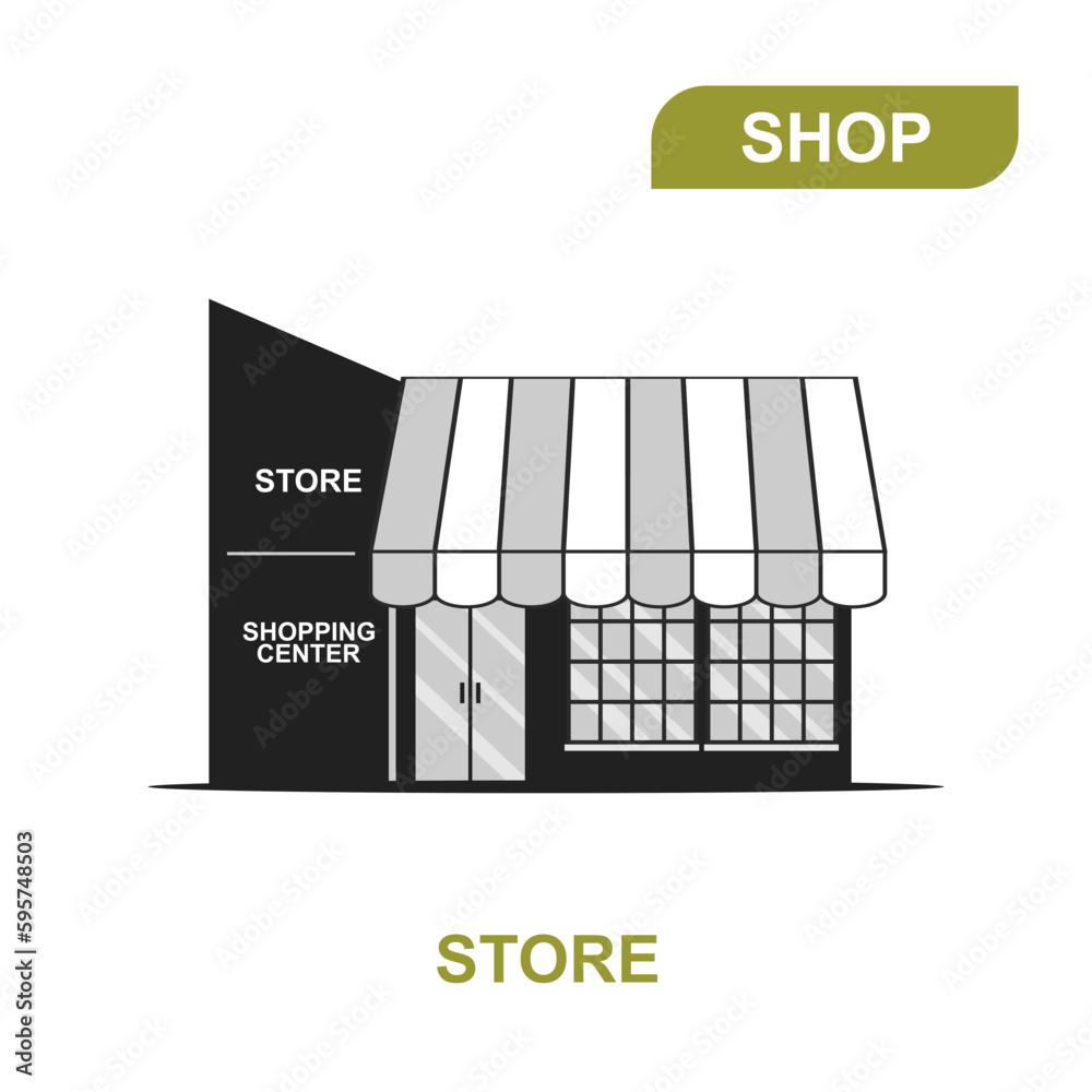 Illustration of a store. Vector icon on transparent background. Flat ...