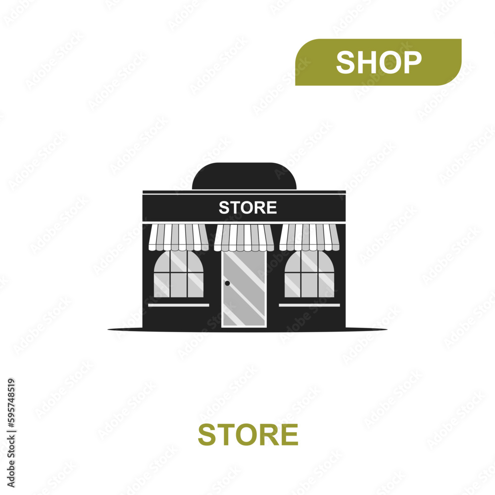 Illustration of a store. Vector icon on transparent background. Flat ...