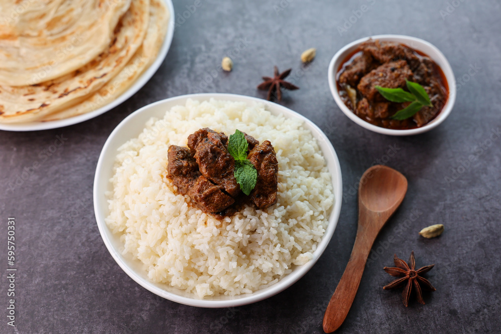Foto de Mutton or Beef biryani Ghee rice. Gosht or lamb biryani ...