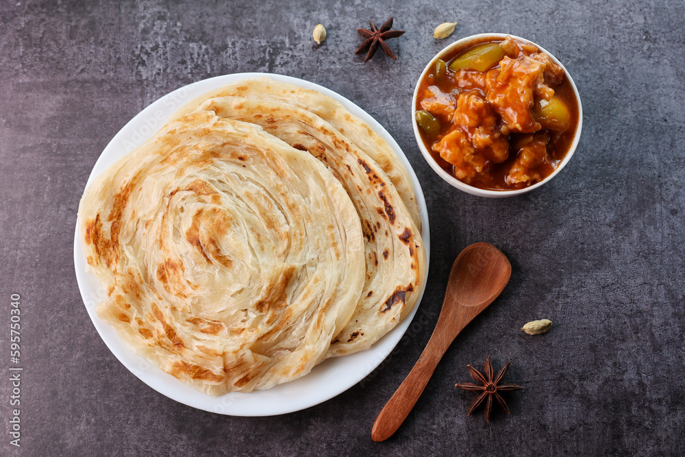 Chilly chicken with Kerala parathas porotta roti parotta barotta naan ...