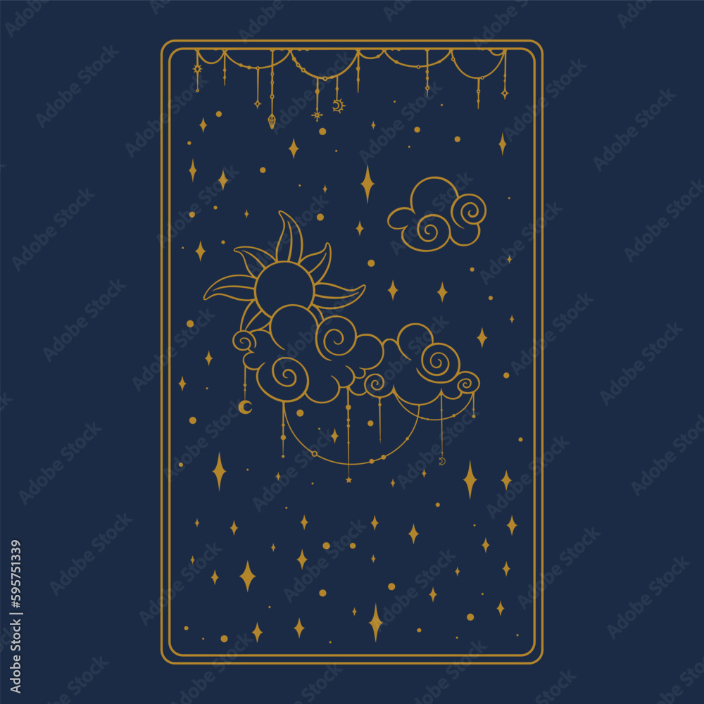 Tarot aesthetic golden card. Arcana tarot design for oracle card covers ...