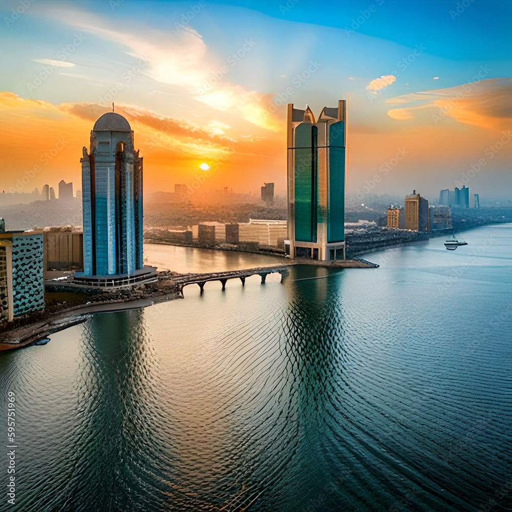 BEACH, BEACH CITY, BUILDING BY THE SEA SHORE, SEA SHORE, KARACHI ...