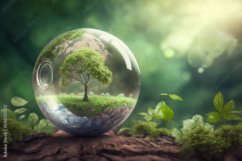 World environment and earth day concept with glass globe and eco ...