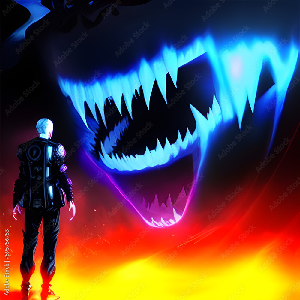 Inner Devil illustration in anime style Stock Illustration | Adobe Stock