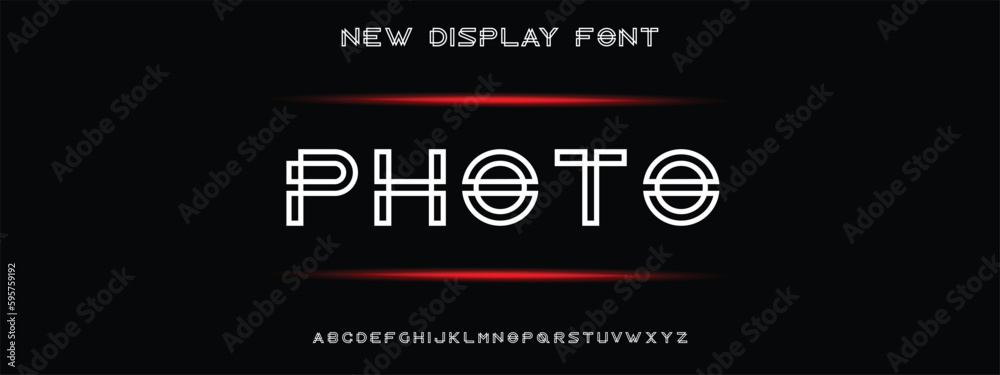 PHOTO, Two lines modern tech font. Typography line fonts for tech ...