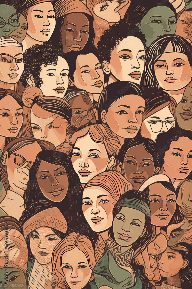 Diverse faces of different ethnicity poster. Empowerment Woman Movement ...