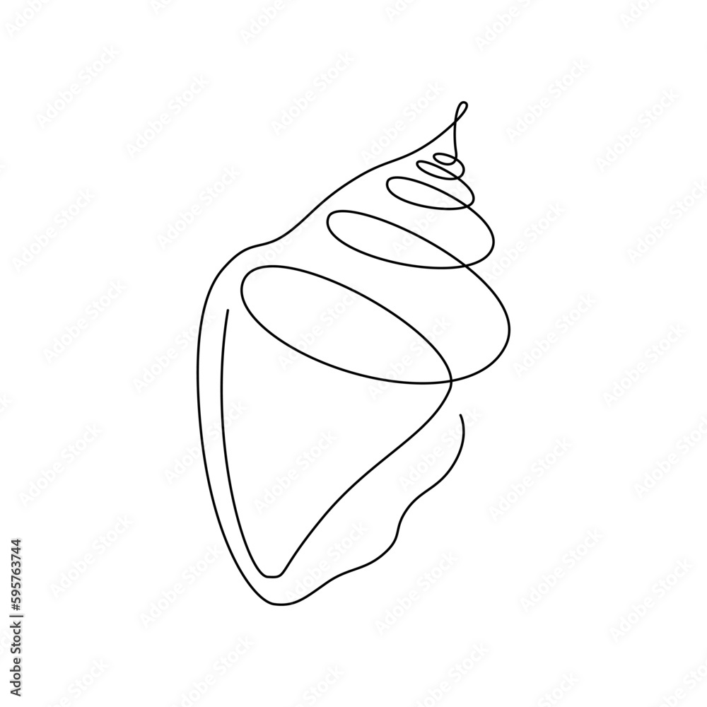 SHELL LINE ART. Vector seashell. Continuous Line Drawing Vector for ...