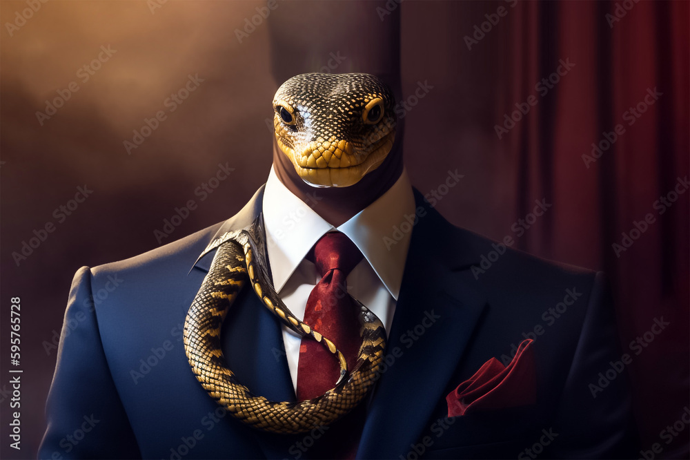 snake in a business suit represents transformation and change, making ...