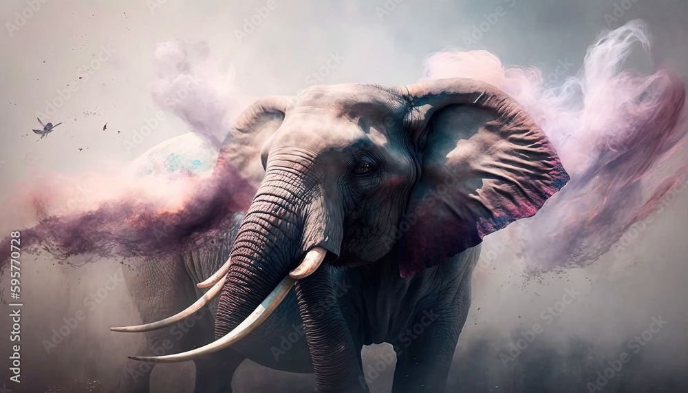 Elephant animal abstract wallpaper. Soft background tusker in Pastel ...