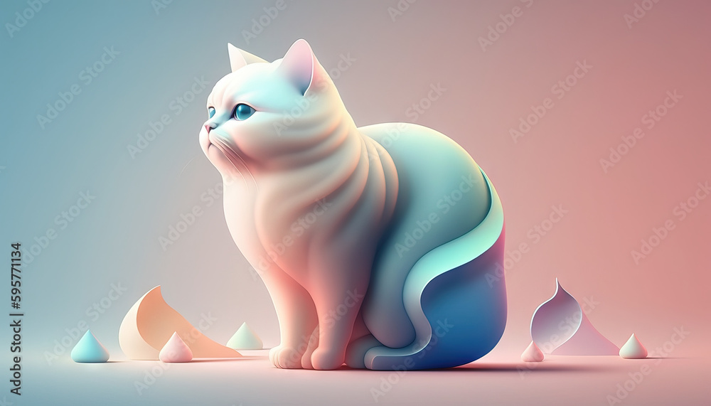Cat abstract wallpaper. Soft background with kitten in Pastel colors ...