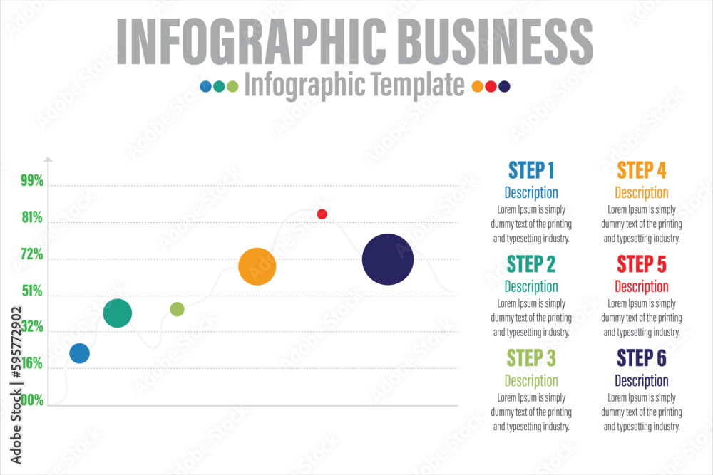 Timeline infographic template with 6 steps, 6 option 6 dot steps and ...