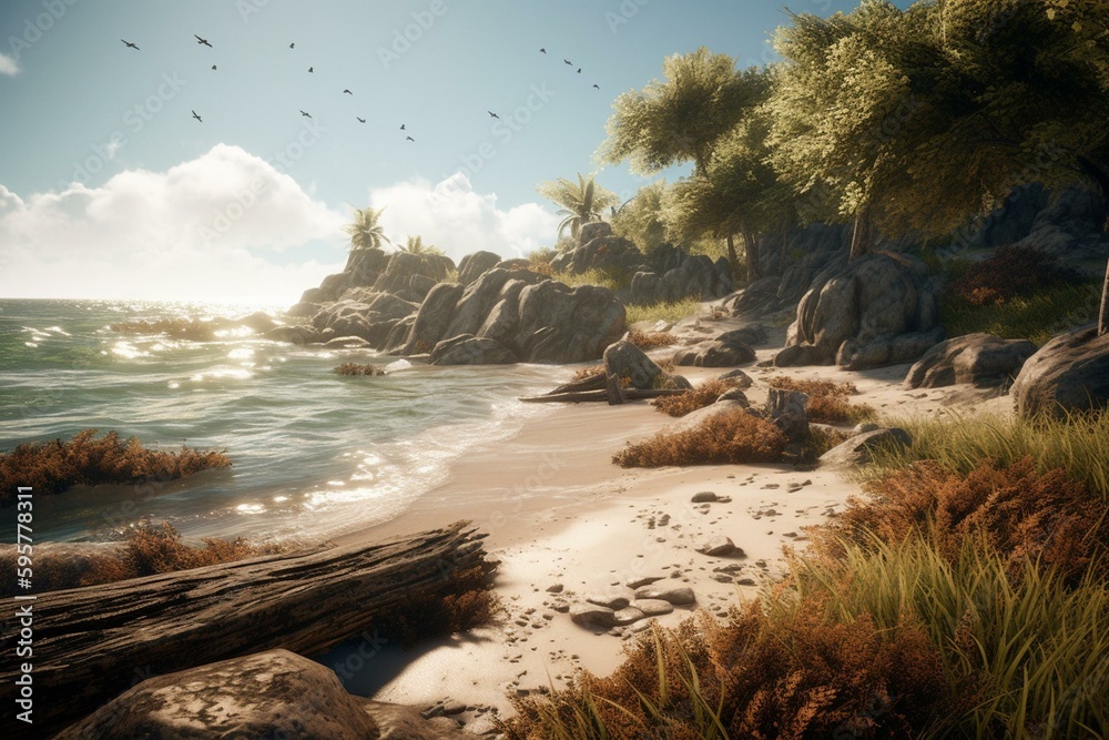 Gorgeous scene of nature & wildlife at beach in Unreal Engine 5 ...