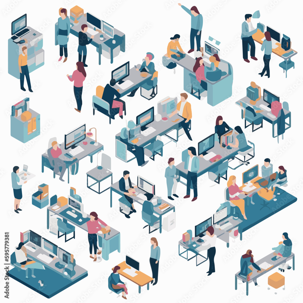 People in open space office concept design. Can use for web banner ...