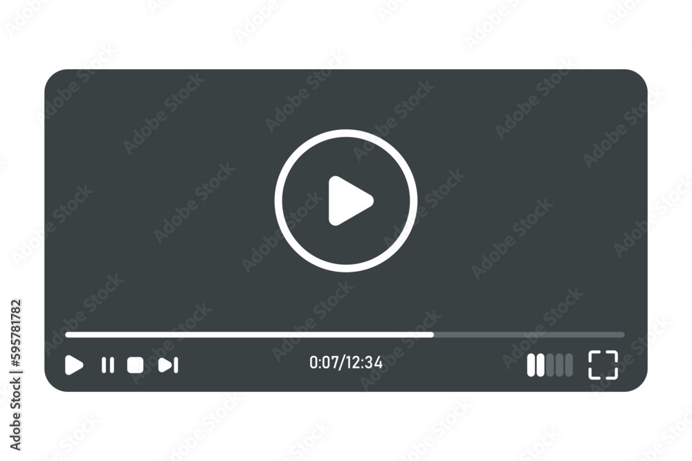 Video player interface isolated on white background. Video streaming ...