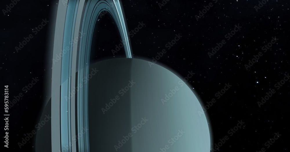 View to planet Uranus from space. Uranus - ice giant planet, thirteen ...