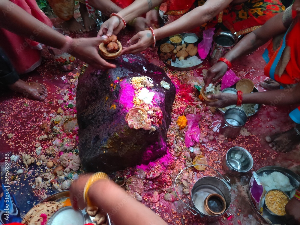 Indian culture, women doing sheetla Mata poojan, Stock Photo | Adobe Stock