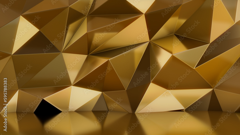 Futuristic Product Stage with Gold 3D Wall. Shiny Interior Design ...