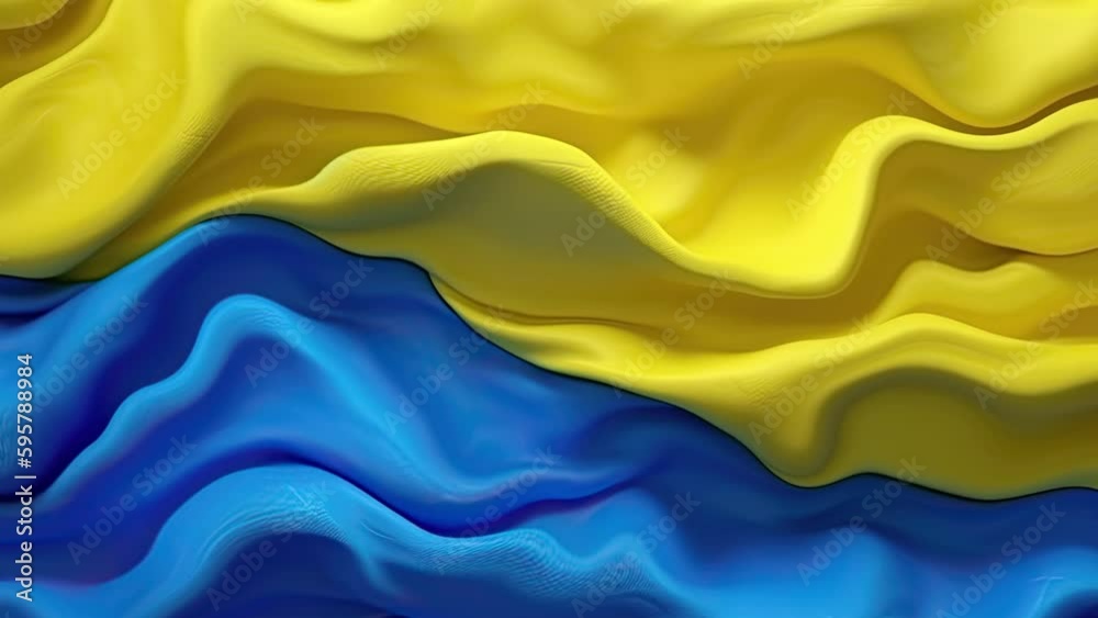 Ukraine flag background motion video with slowly moving texture of blue ...