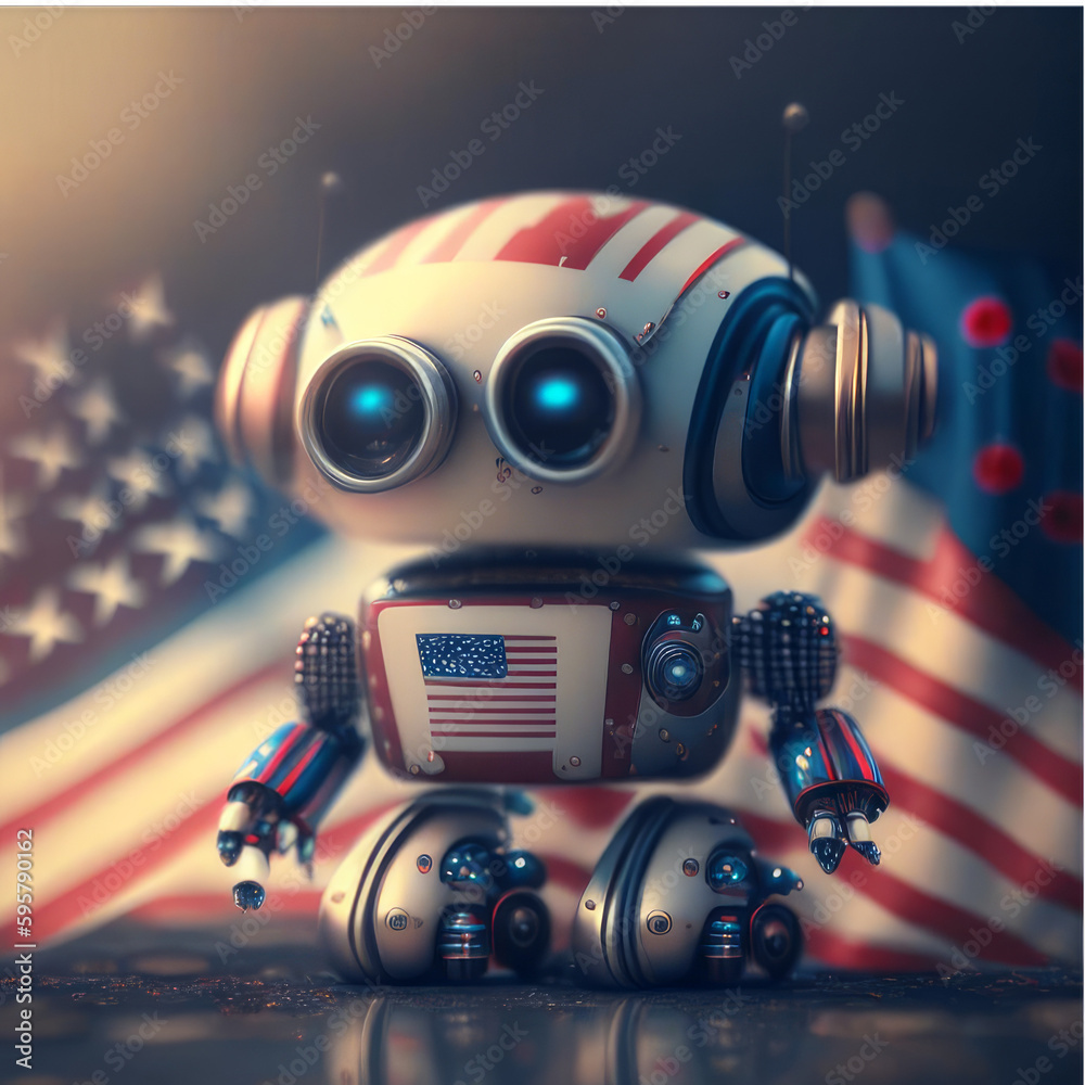 Cute little 3D animated robot celebrating Independence day Stock ...