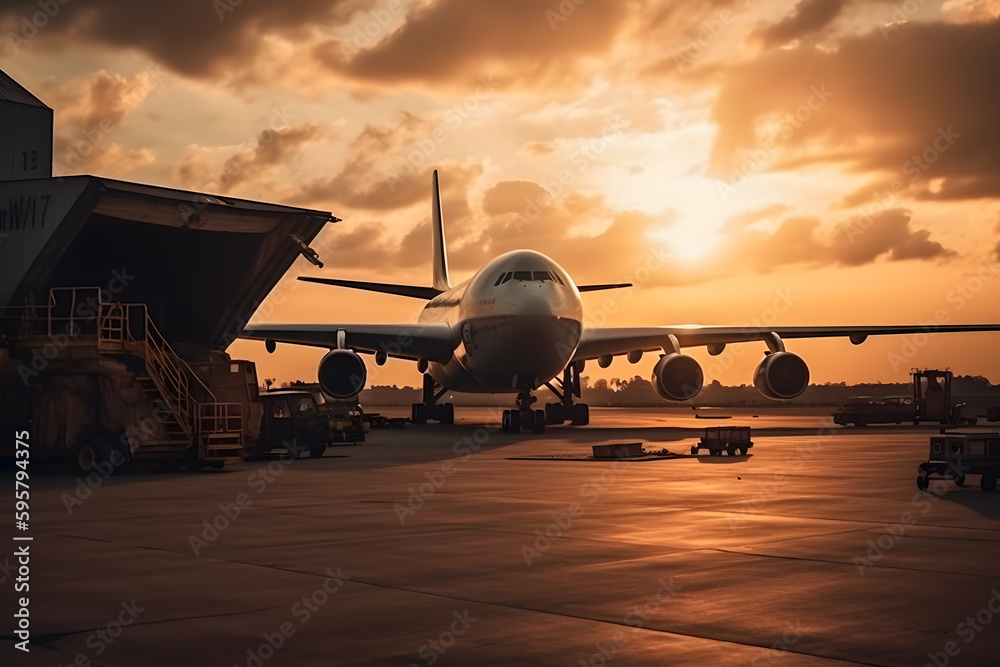 loading cargo outside cargo plane. Neural network AI generated art ...