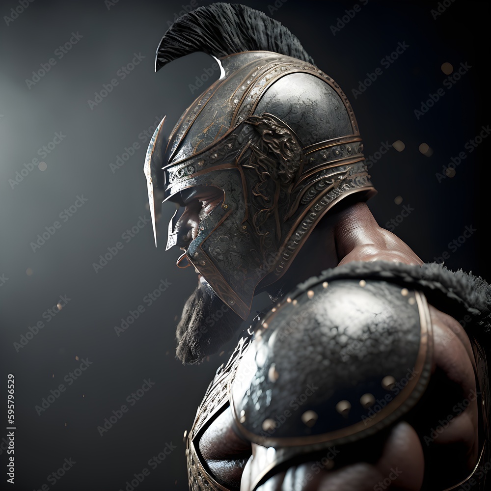ufc theme Spartan side profile with sword 8k 3d render realistic ...