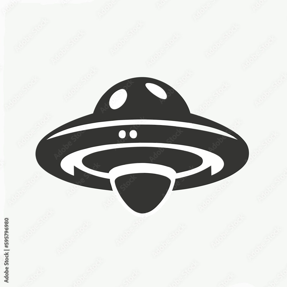 UFO, flying saucer, vector, black and white, grayscale, monochromatic ...