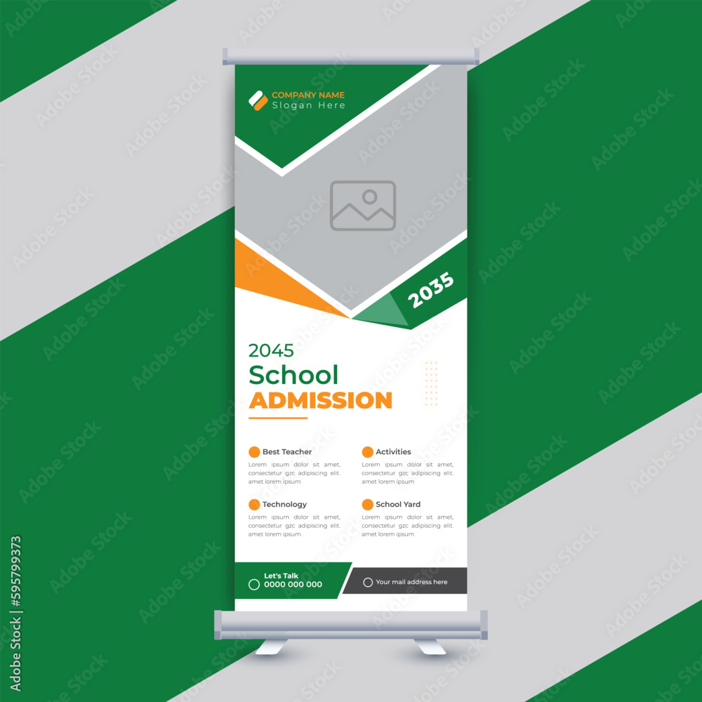 Admission open roll up banner design template or standee x banner ...