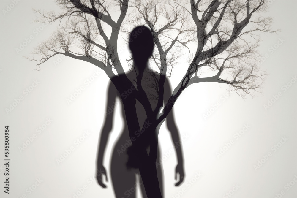 Nature and beauty concept. Beautiful and surreal woman body shape and ...