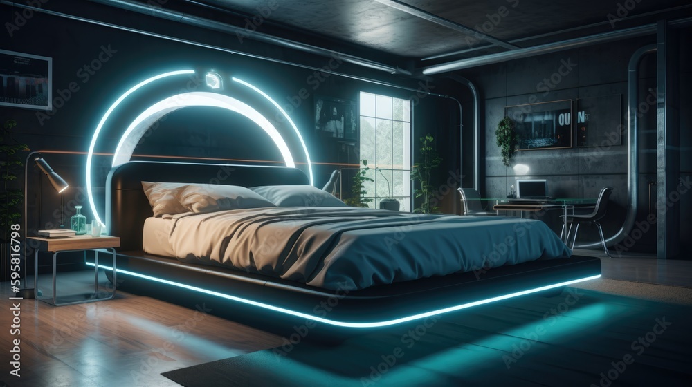 Futuristic Bed, Neon Cove Lighting, Sleep Cycle Tracking, Enhanced ...