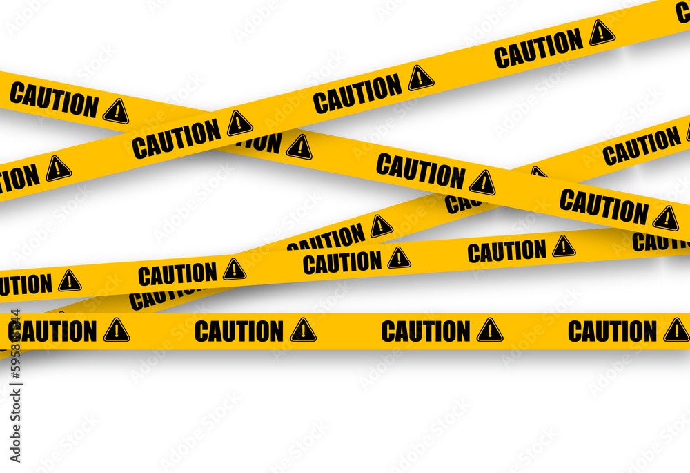 Caution ribbon tape illustration on transparent background with ...
