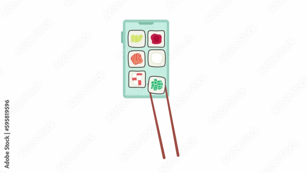 Sushi etiquette animation. Animated eating restaurant delivery food 2D ...
