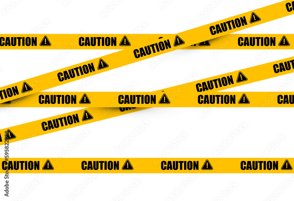 Caution tape ribbon on transparent background. Caution and warning tape ...
