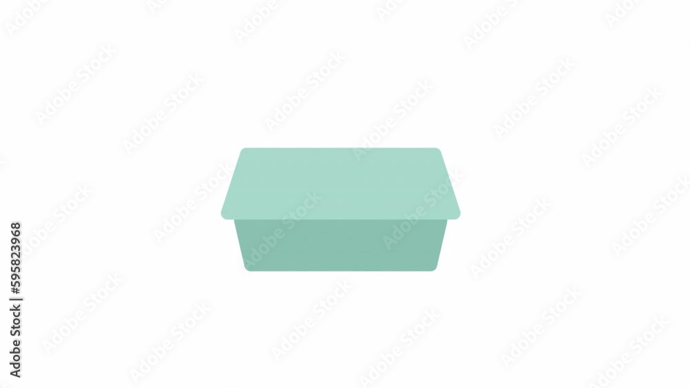 Animated bouncing lunch box. Flat cartoon style icon 4K video footage ...