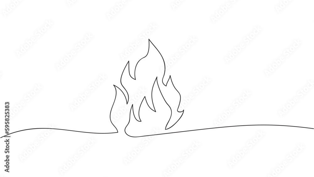 Continuous line drawing of fire. Vector illustration Stock Vector ...