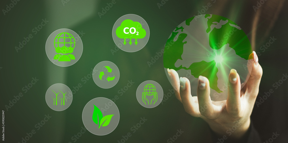 Business value chain and sustainability. Carbon footprint reduction ...