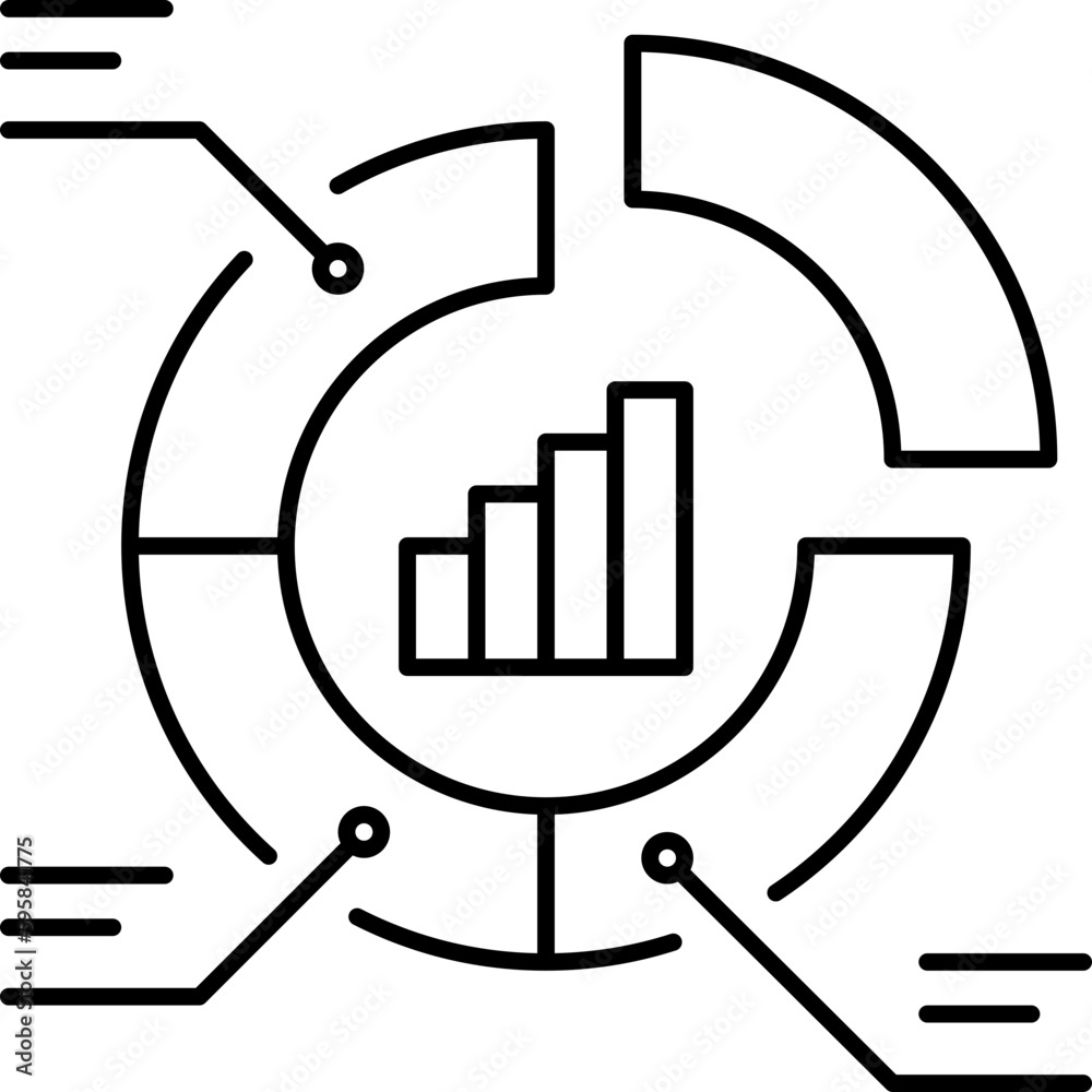 Audience segmentation thin icon. Circle diagram with segments. Vector ...