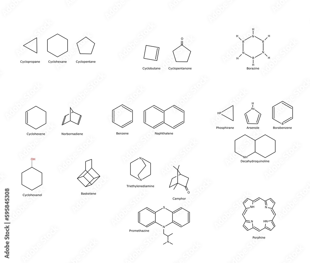 Cyclic compounds chemical structure aromatic groups benzene ...