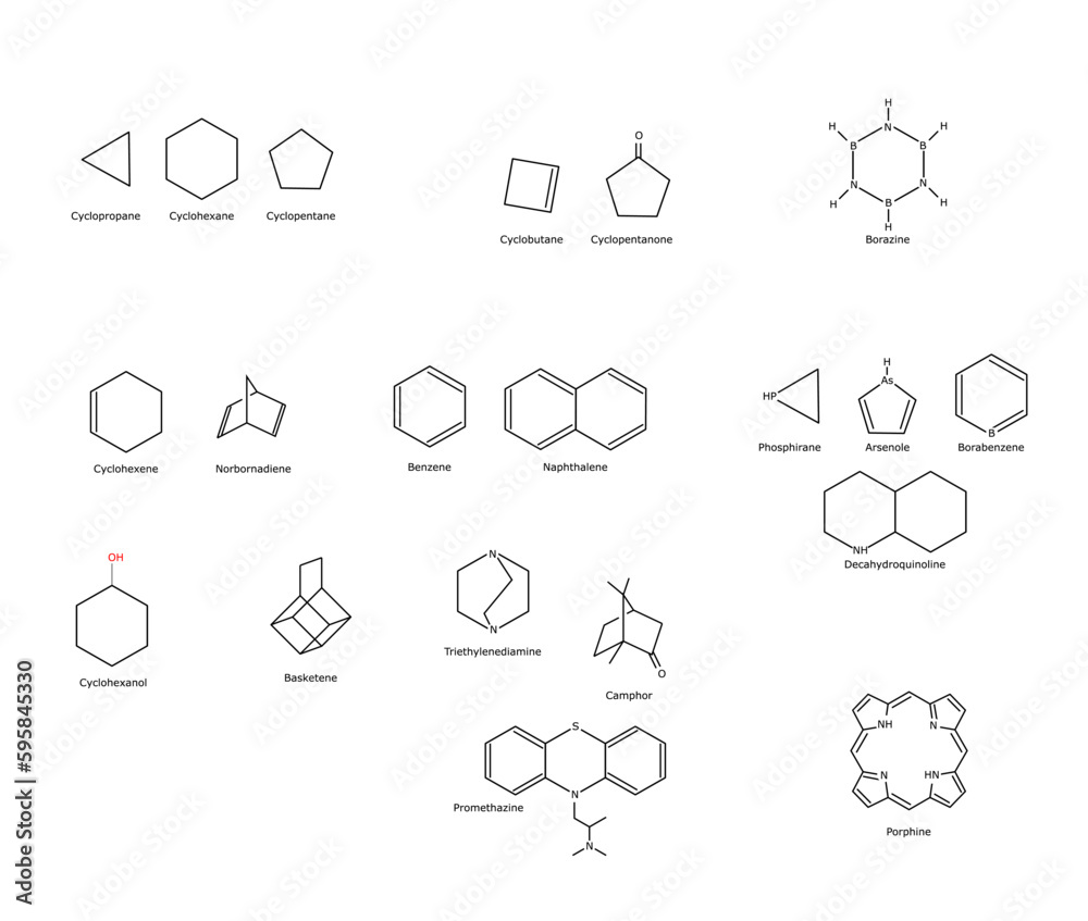 Cyclic compounds chemical structure aromatic groups benzene ...