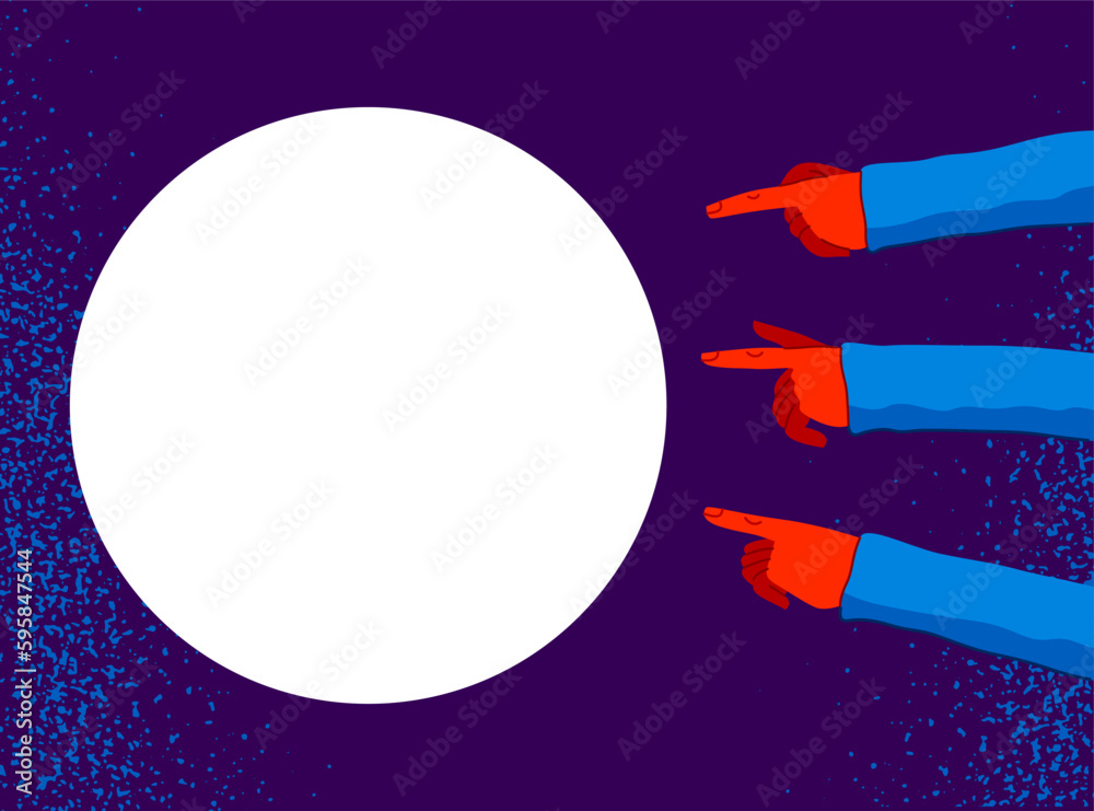 Hands with pointing fingers shows blank copy space mockup for ...