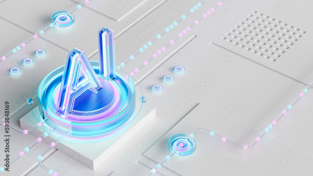 Artificial intelligence AI neural network digital brain machine deep ...