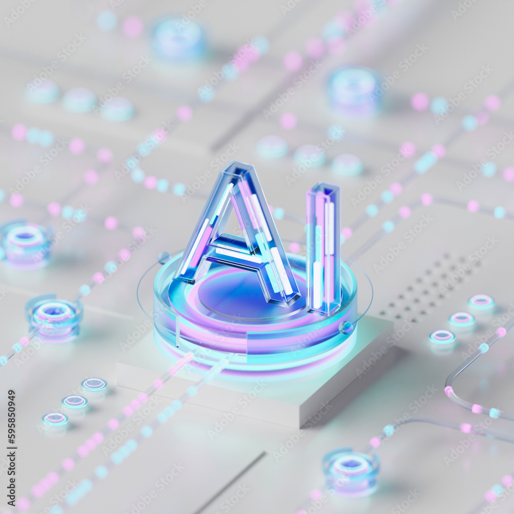 Artificial intelligence AI neural network digital brain machine deep learning processing big ...