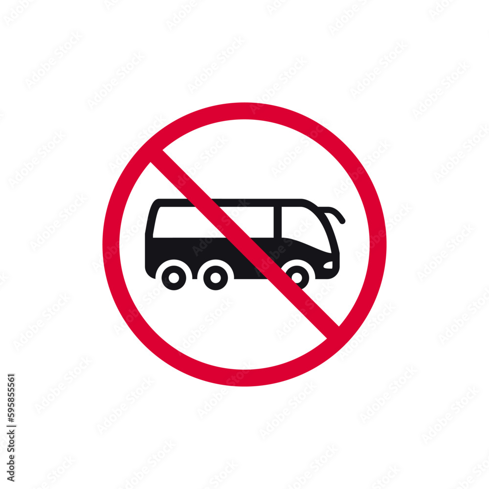 No bus prohibited sign, no parking forbidden modern round sticker ...