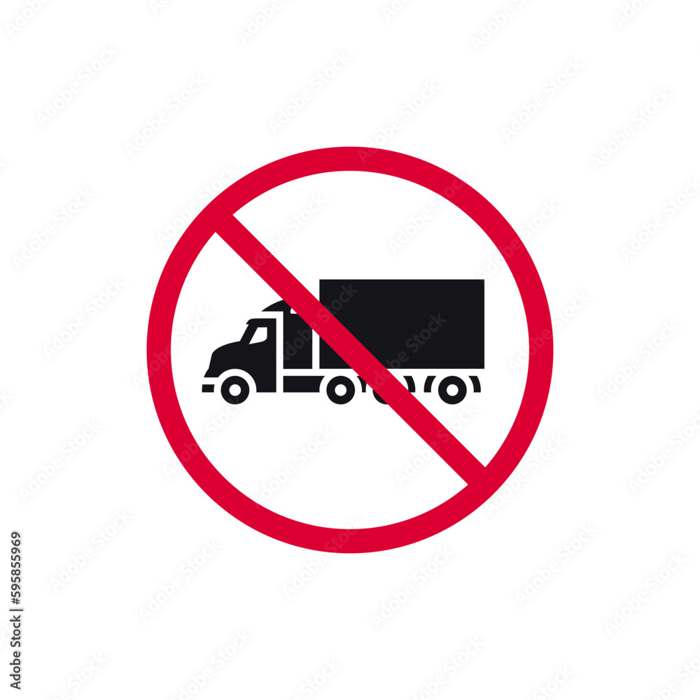 No truck prohibited sign, no delivery lorry forbidden modern round ...