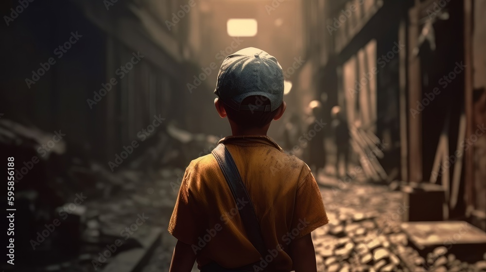 Child labor back view, concept of Exploitation and Oppression, created ...