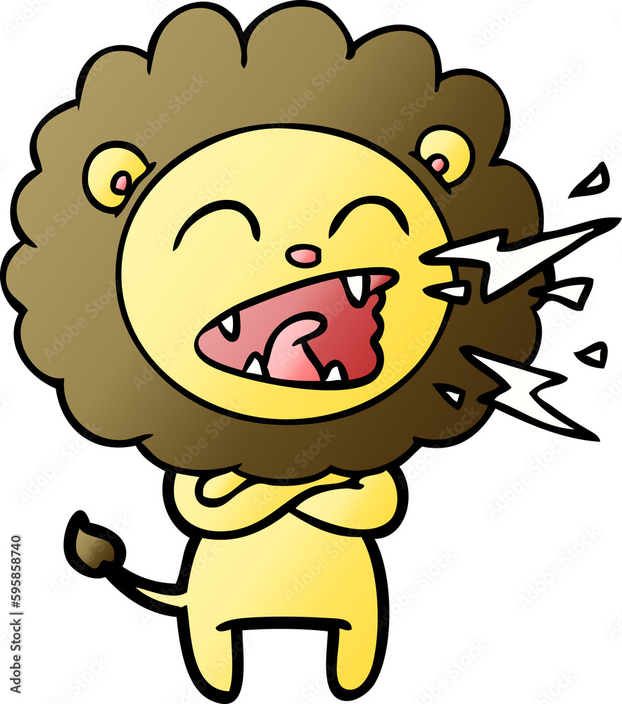 cartoon roaring lion Stock Illustration | Adobe Stock