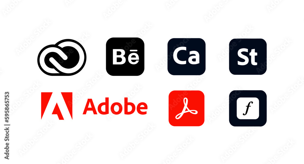 Adobe Applications - popular adobe applications logos. Vector ...