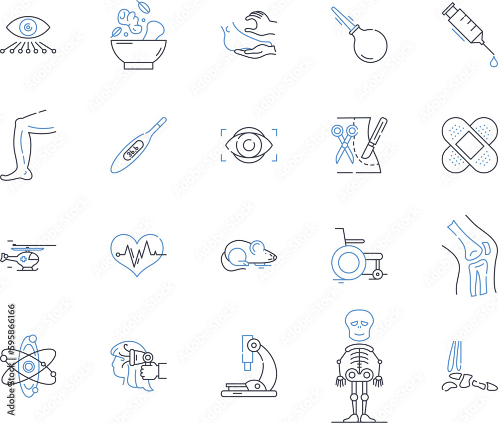 Critical care line icons collection. Intubation, Ventilation ...