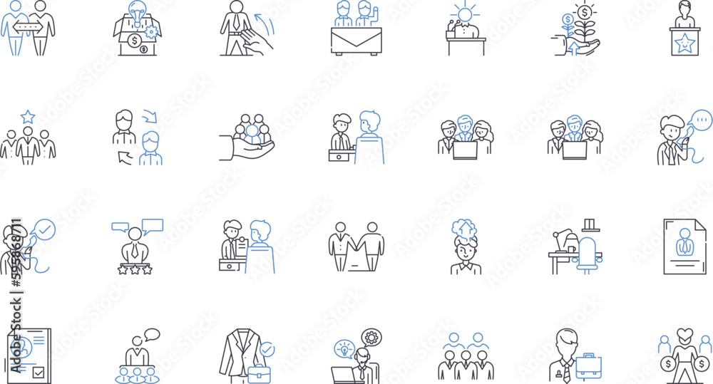 Corporate Workforce Line Icons Collection Productivity Collaboration